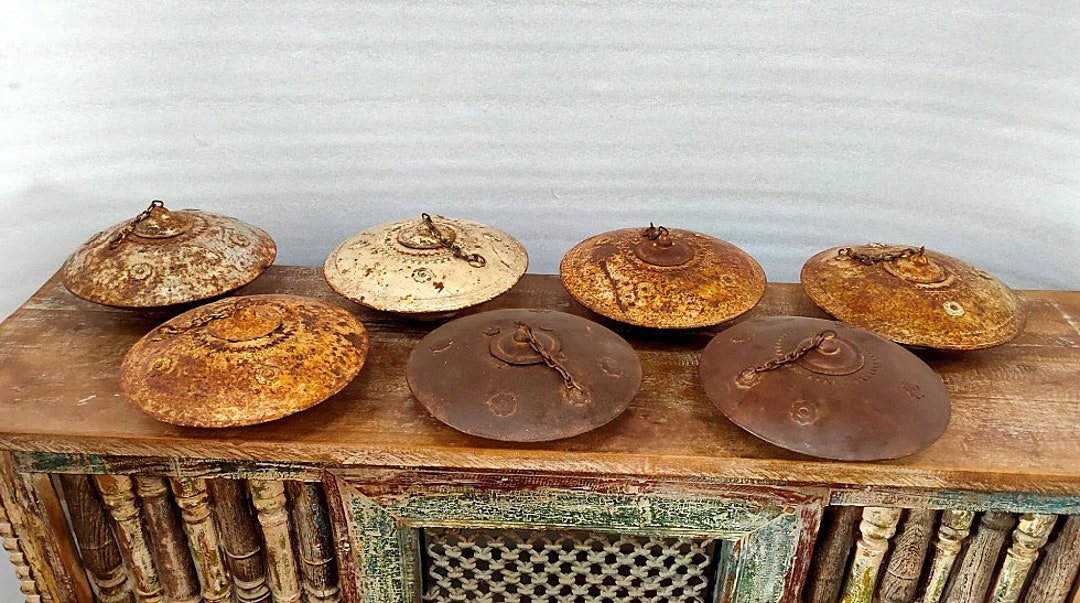 Antique Look Iron Opium Box Floral Engraved Opium Pot Hand Made 7 Pc ...