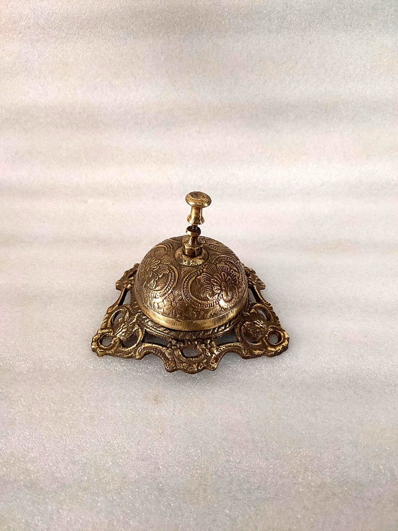 Old Look Brass Office Bell Hand Crafted Brass Table Bell Indian Office ...
