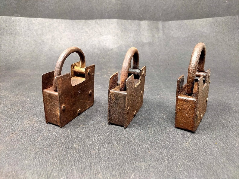 Antique Iron Tricky Padlock Old Hand Crafted Screw System Lock Hand ...