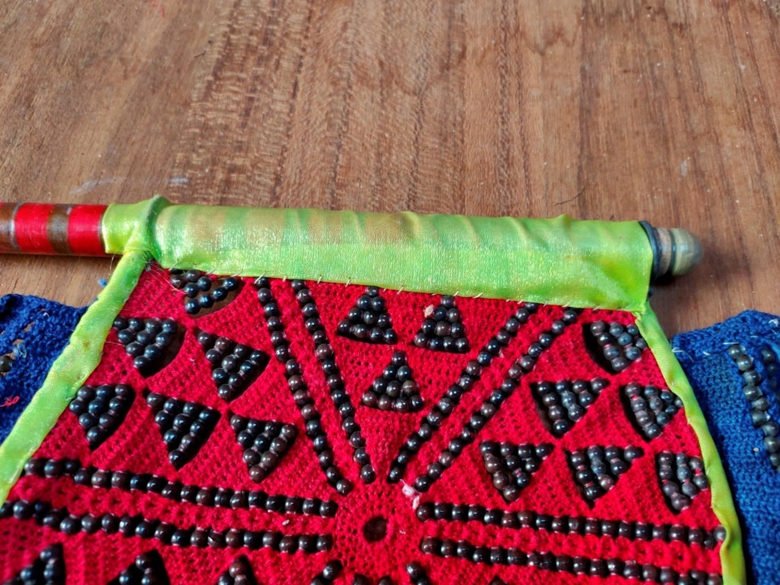 Vintage Beads Work Hand Fan Old Unique Thread Work Hand Hold Fan Ethnic ...