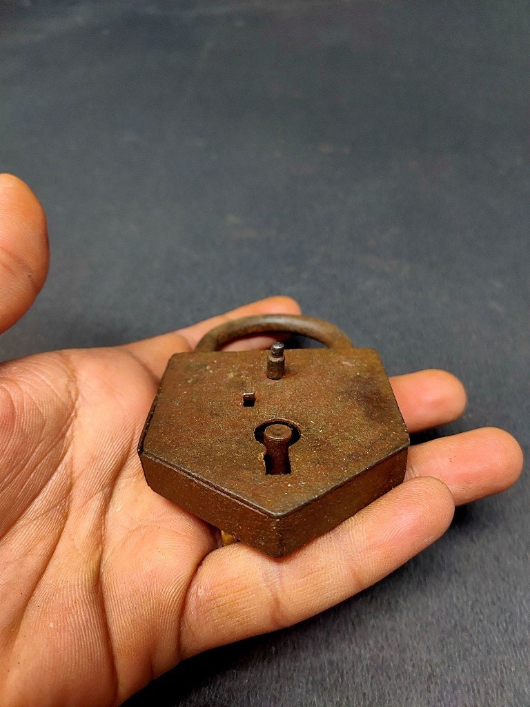 Antique Iron Padlock Made in Germany Hand Crafted Spring System Lock ...