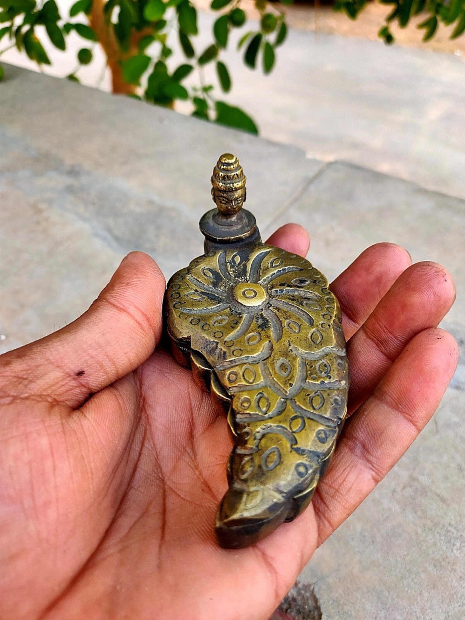 Old Brass Tikka Pot Old Hindu God Shiva Head Carved Kumkum Box | Etsy
