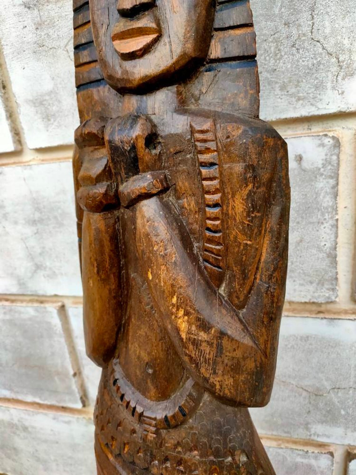 Vintage Wooden Tribal Statue Hand Carved Old Wood Woman Statue | Etsy