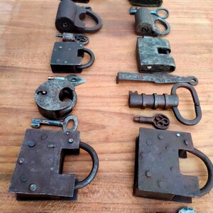 Antique Iron German Lock Tribal Lock Barrel Shape Padlock Strip System ...