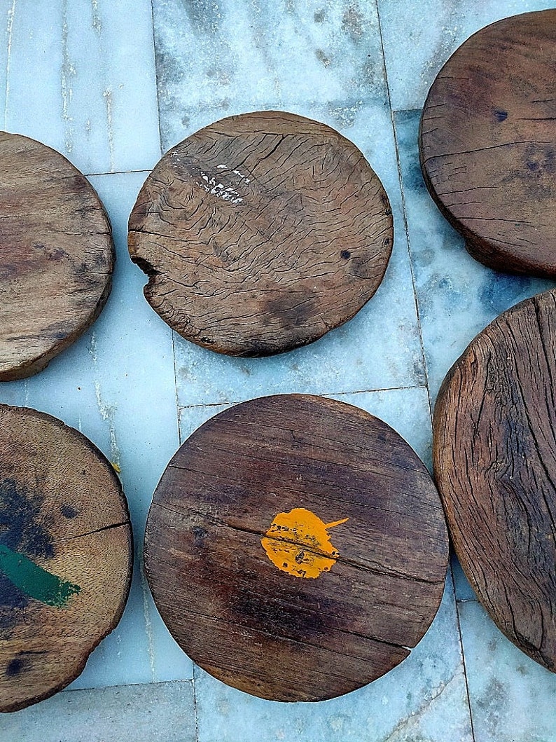 Vintage Chapati Board With Antique Patina Set of 7 Pieces Rustic Wood ...