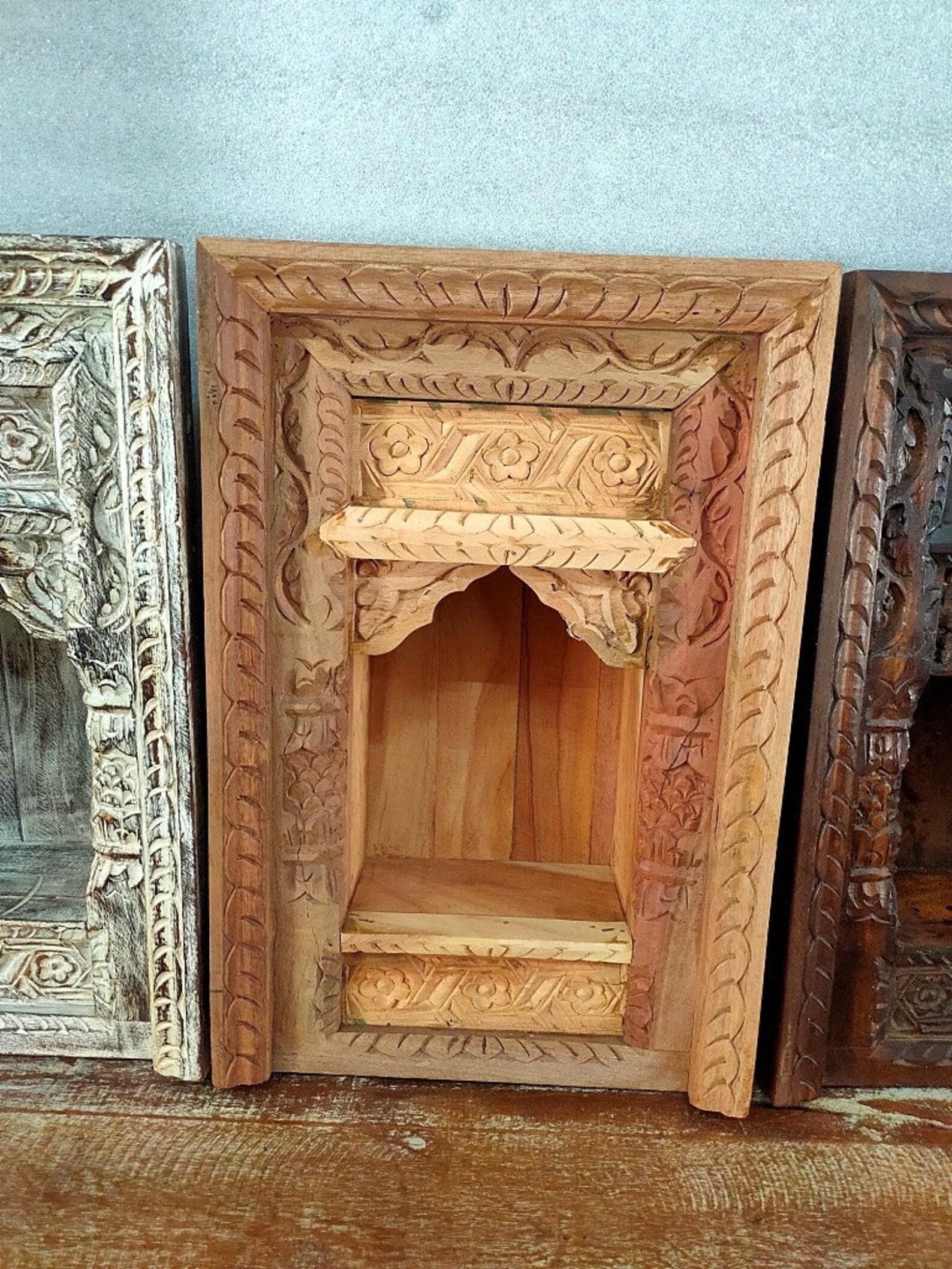 Antique Wooden Jharokha Old Wood Jharokha Frame Hand Made Floral Carved ...