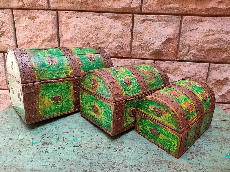 Vintage Wooden Unique Storage Box Old Artistic Hand Painted - Etsy