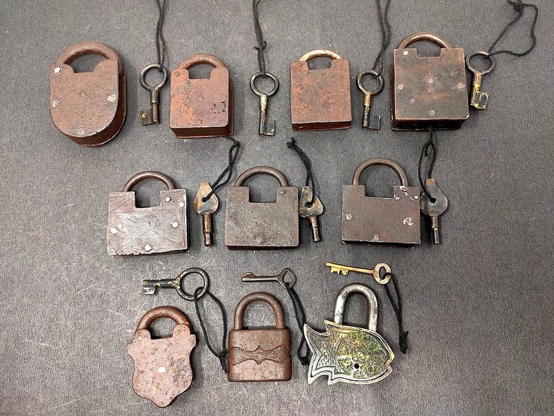 Antique Iron Padlock Old Iron Puzzle Lock Tricky Lock Screw | Etsy