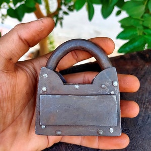 Antique Iron Puzzle Padlock Unique Shape Lock Tricky System - Etsy
