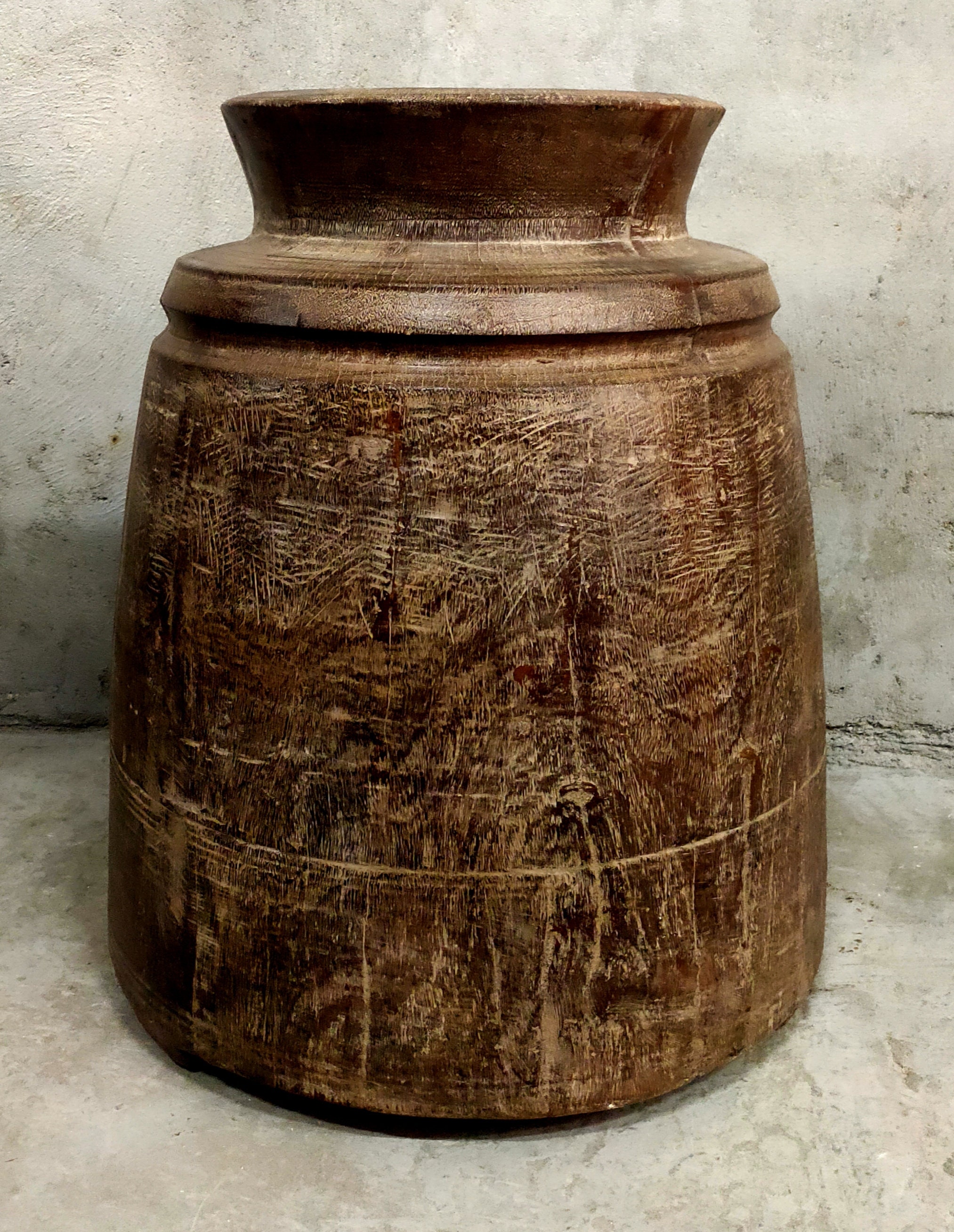 Antique Wooden Pot Hand Carved Planter Pot Rice Storage Pot Single Wood ...