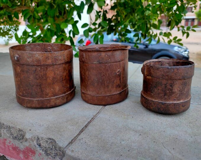 Antique Iron Rice Measurement Pot Old Hand Made Pot Hand Forged Iron ...