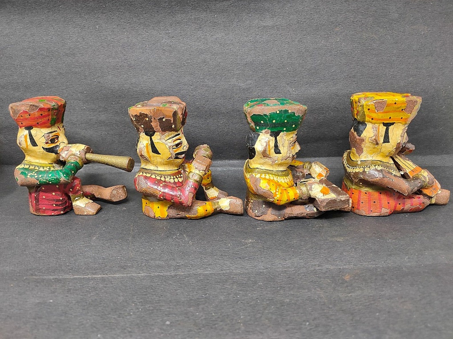 Vintage Wooden Musicians Figure Hand Crafted Musicians Statue Old ...