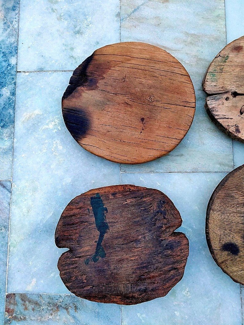 Vintage Chapati Board With Antique Patina Set of 7 Pieces Rustic Wood ...