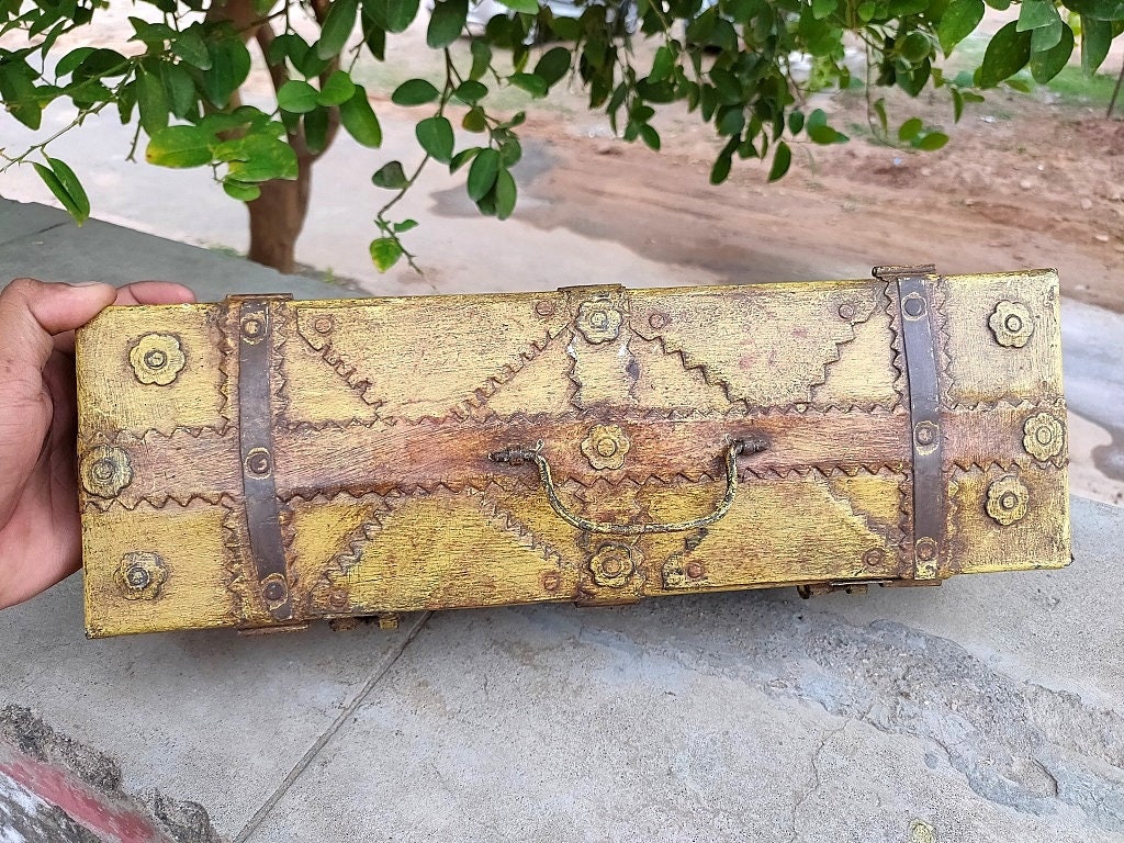 Vintage Brass Work Iron Box Indian Iron Smith Box Money Box Unique ...