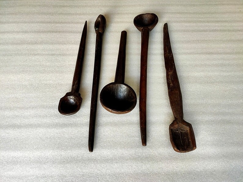 Antique Wooden Spoon Old Hand Carved Holy Spoon Hand Made Unique Shape ...