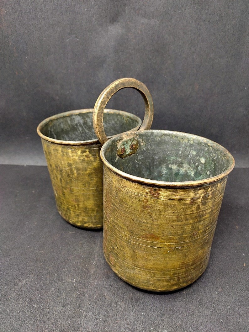 Antique Brass Vegetable Pot Old Hand Crafted 2 Container Pot - Etsy