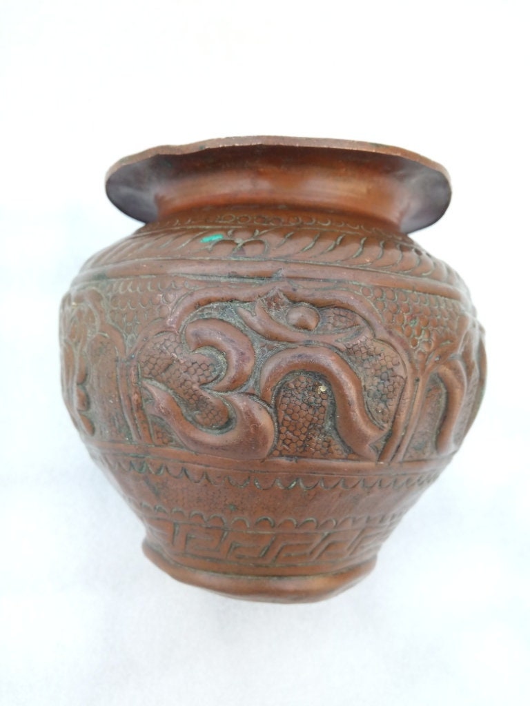 Antique Copper Holy Water Pot Hindu God Ganesha Embossed Om - Etsy