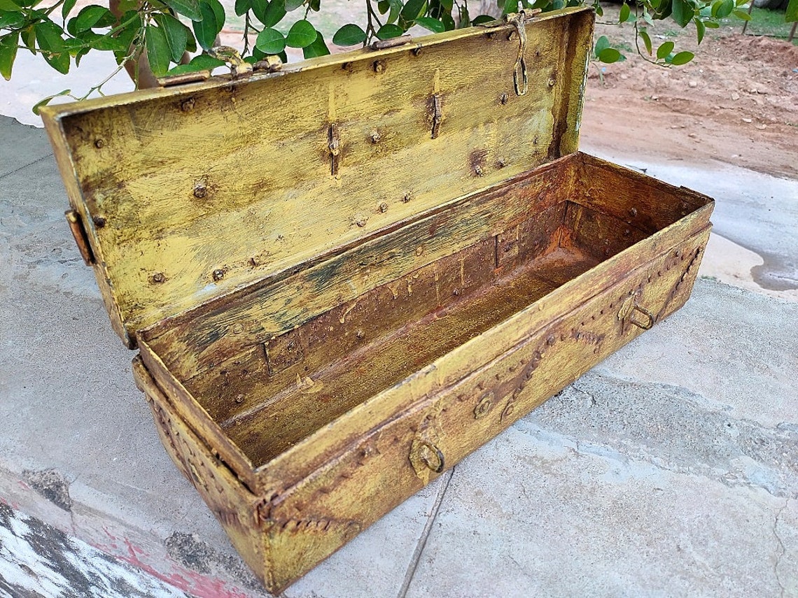 Vintage Brass Work Iron Box Indian Iron Smith Box Money Box - Etsy