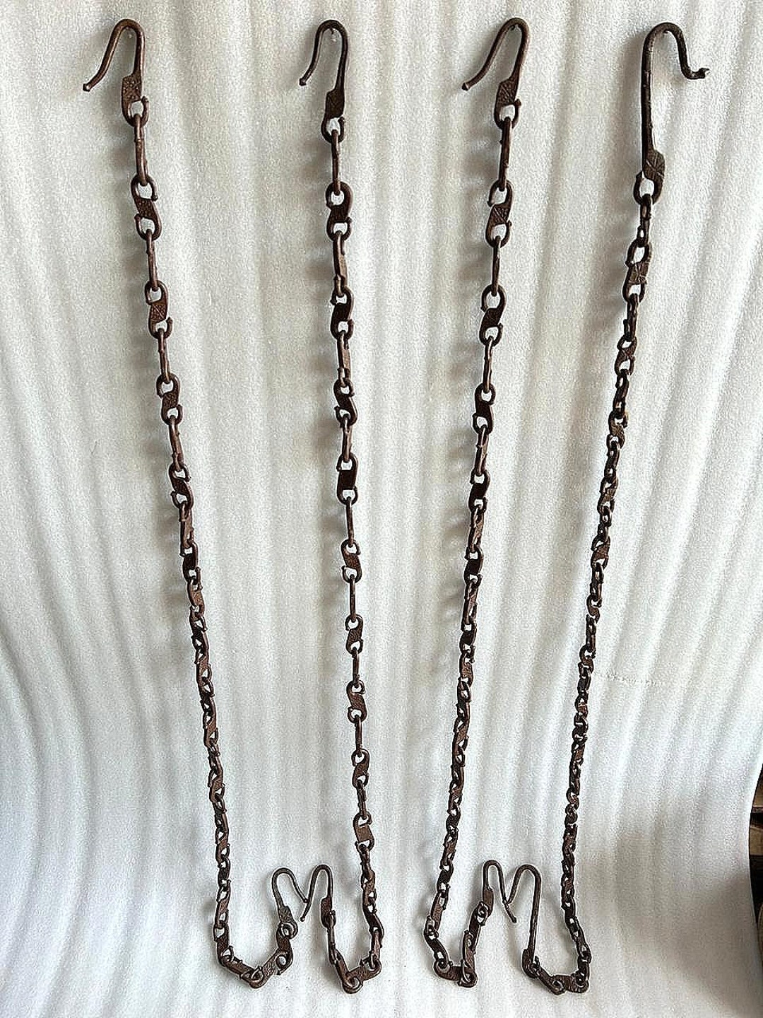 Antique Indian Rustic Iron Hand Forged Long Swing Hanging Hooks Chain ...