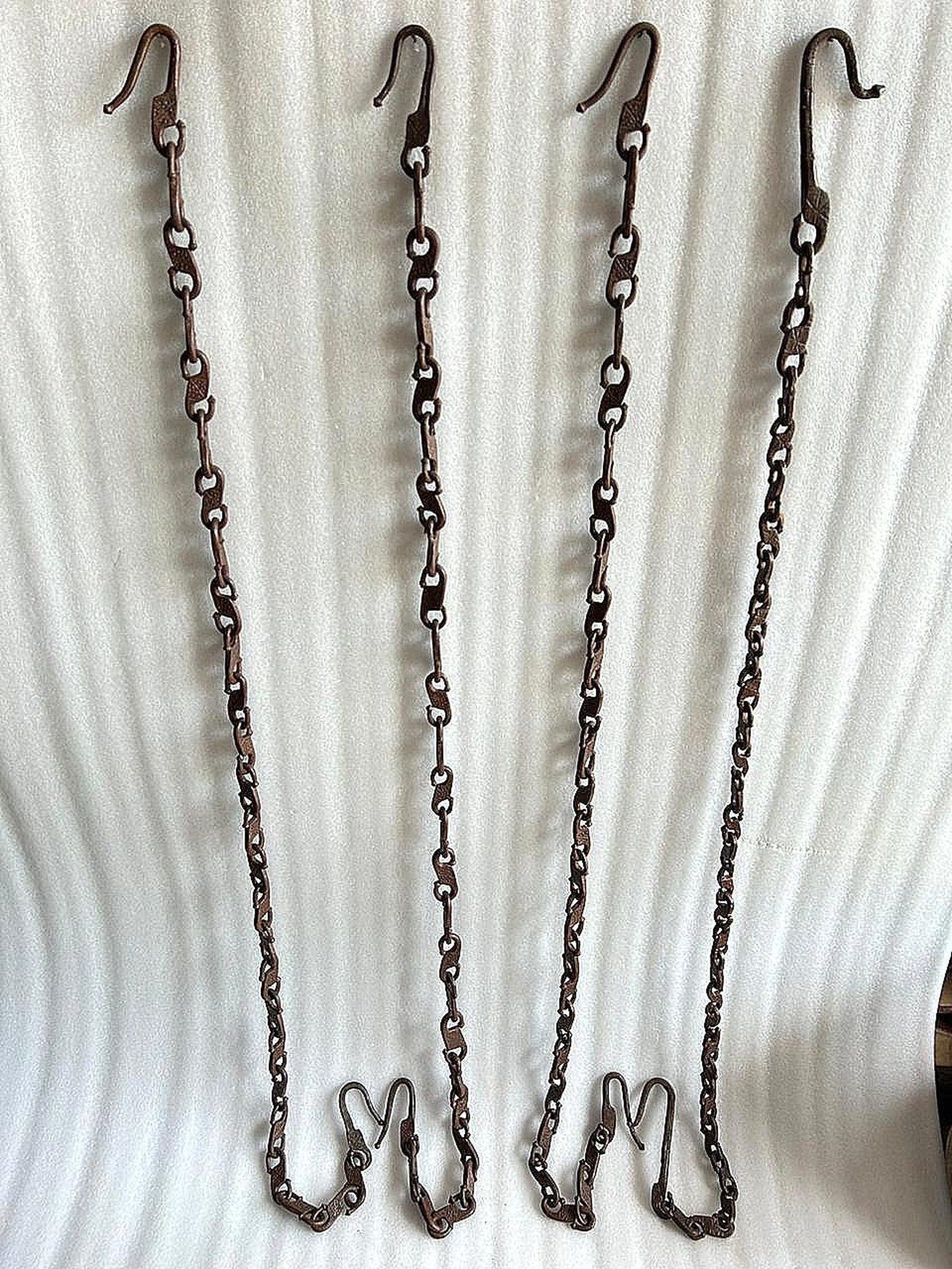 Antique Indian Rustic Iron Hand Forged Long Swing Hanging Hooks Chain ...