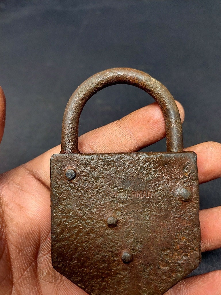 Antique Iron Padlock Made in Germany Hand Crafted Spring System Lock ...