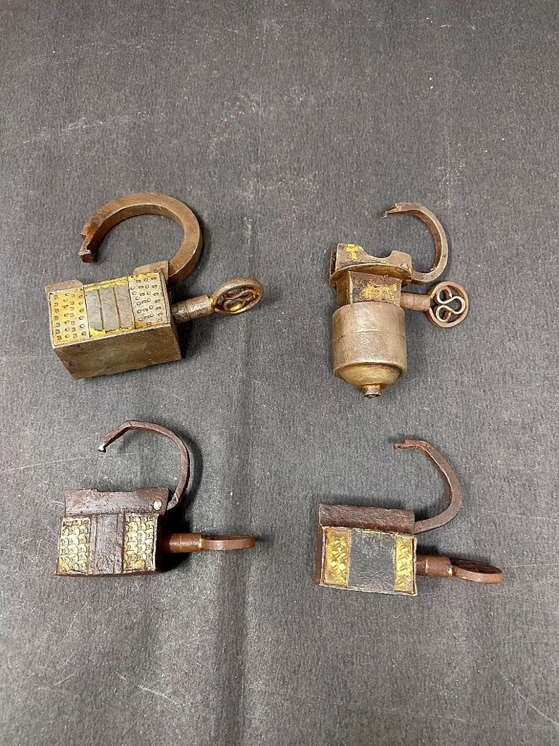 Antique Iron Brass Work Lock Original Old Brass Work Padlock - Etsy