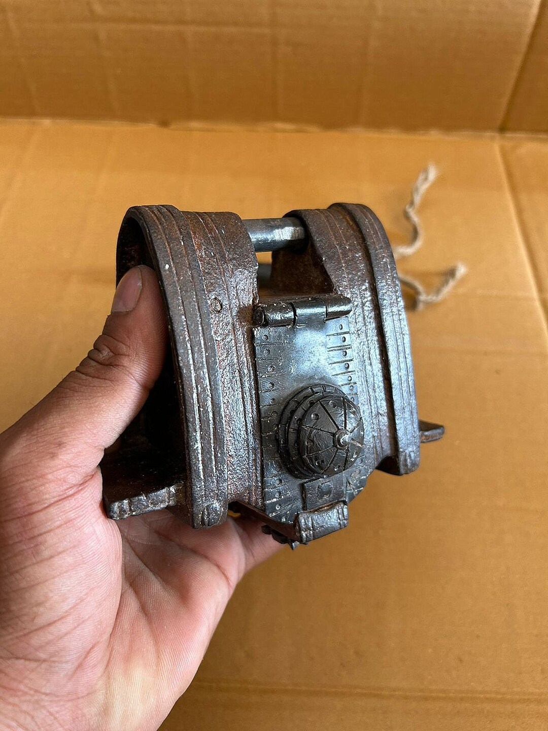 Antique Look Iron Tricky Lock Hidden Key Hole Puzzle Padlock Old Hand ...