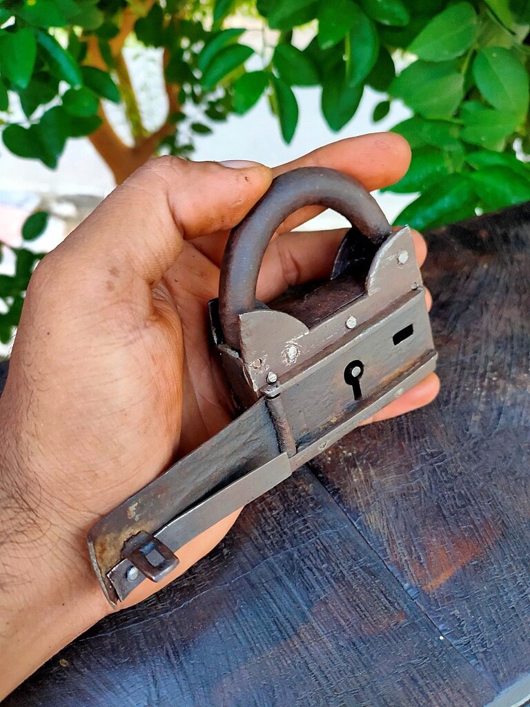 Antique Iron Puzzle Padlock Unique Shape Lock Tricky System | Etsy