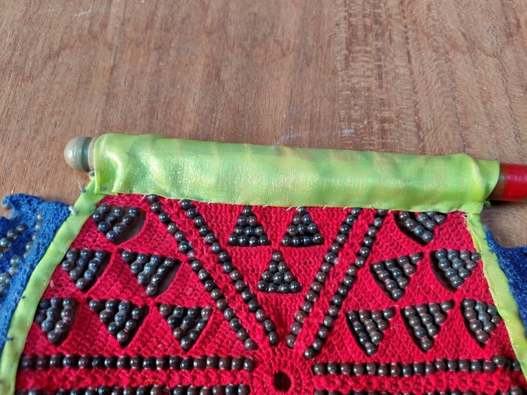 Vintage Beads Work Hand Fan Old Unique Thread Work Hand Hold Fan Ethnic ...