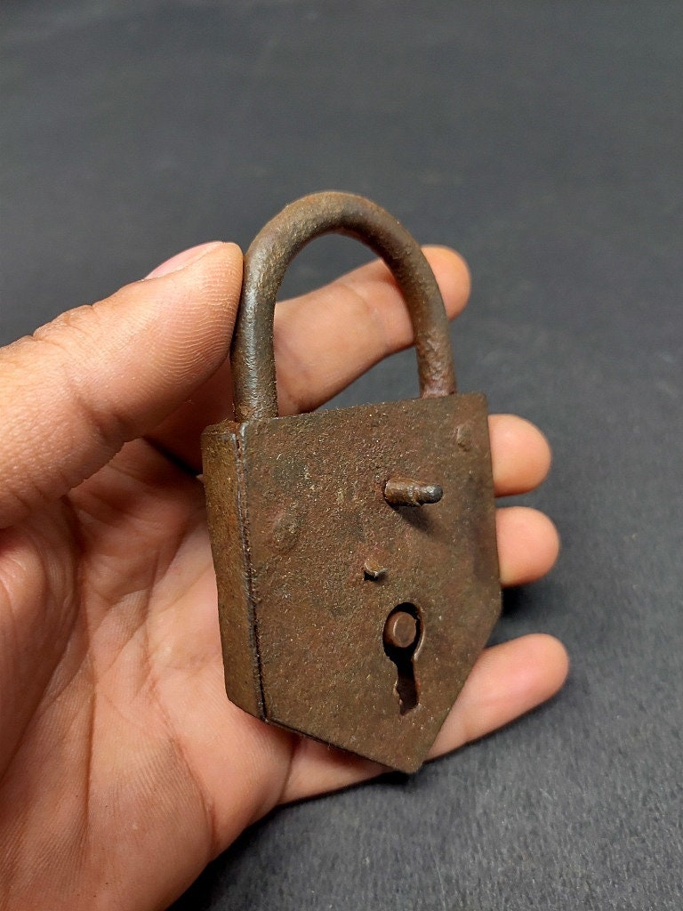 Antique Iron Padlock Made in Germany Hand Crafted Spring System Lock ...