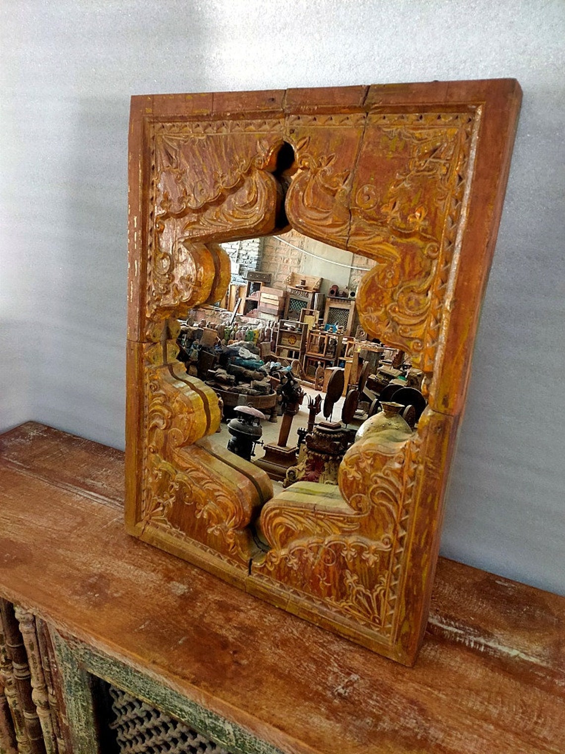 Old Wooden Mirror Frame Hand Carved Old Mirror Hand Made - Etsy