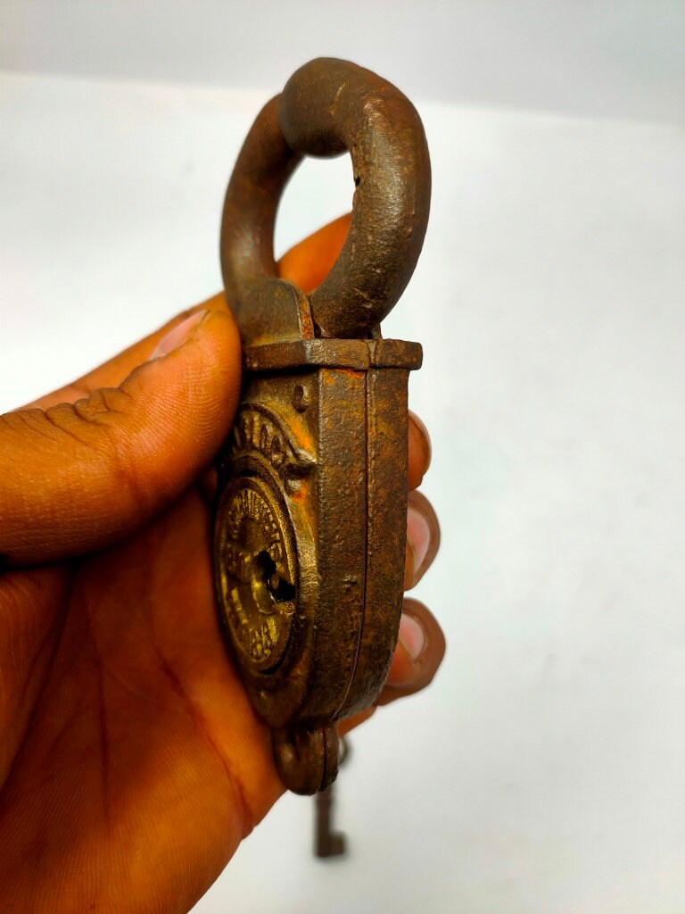 Iron Crab Lock 1870 antique look iron padlock unique shape | Etsy