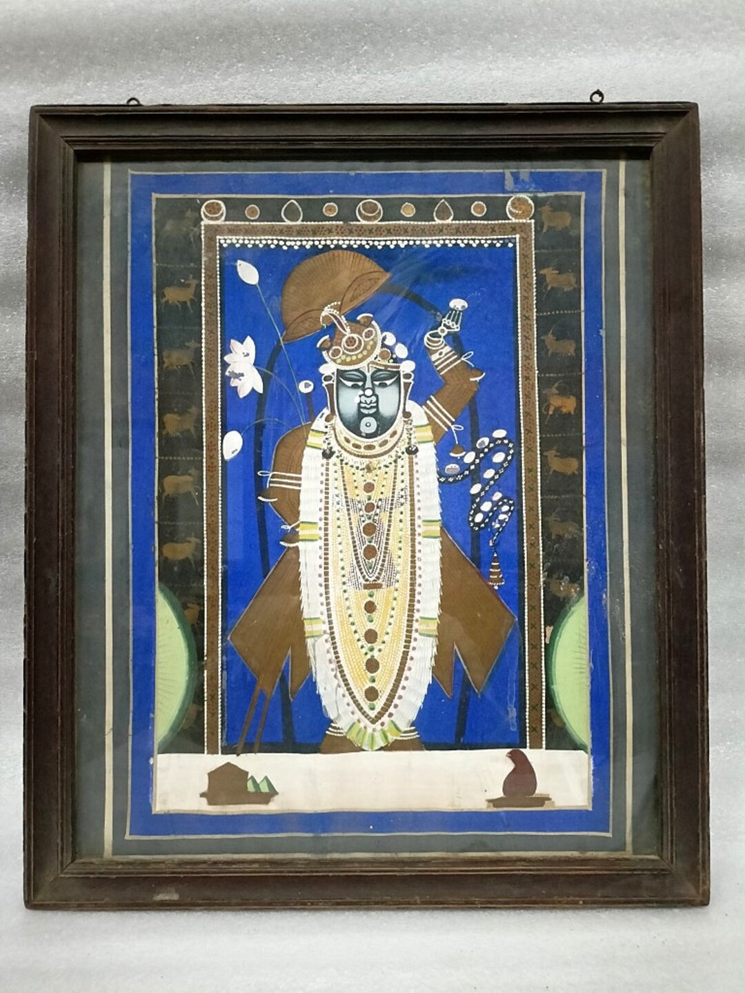 Antique Hindu God Shree Nath Ji Water Color Painting Old Indian Artist ...