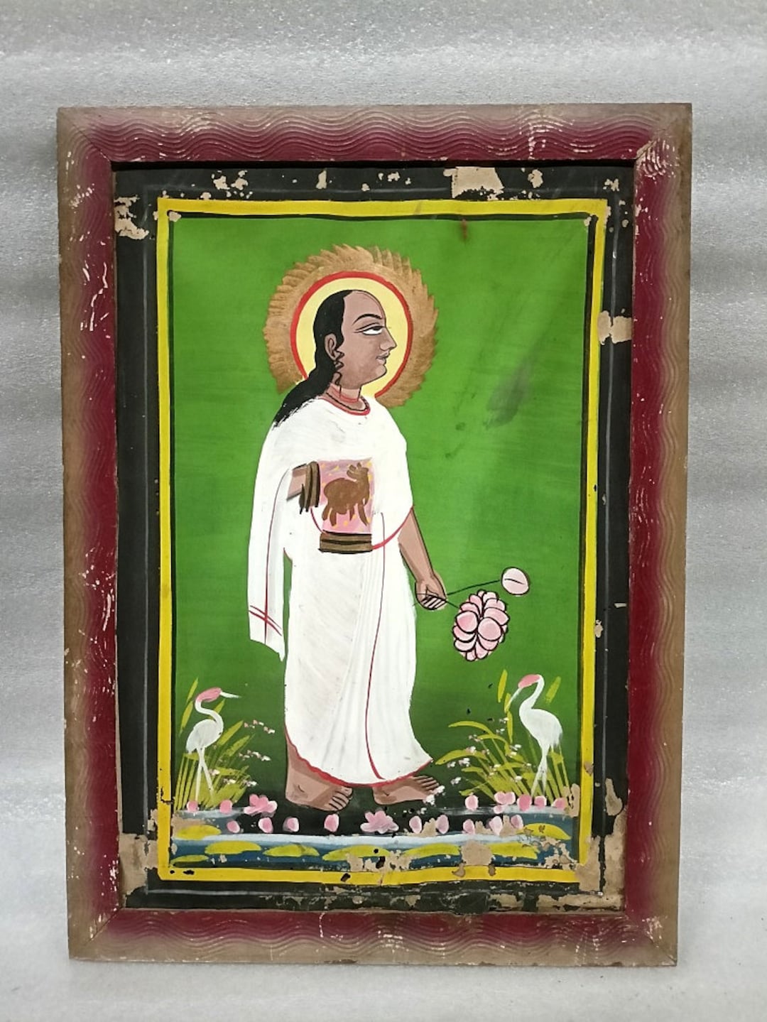 Antique Indian Hindu Saint Painting Old Worship Religious Saint Paper ...
