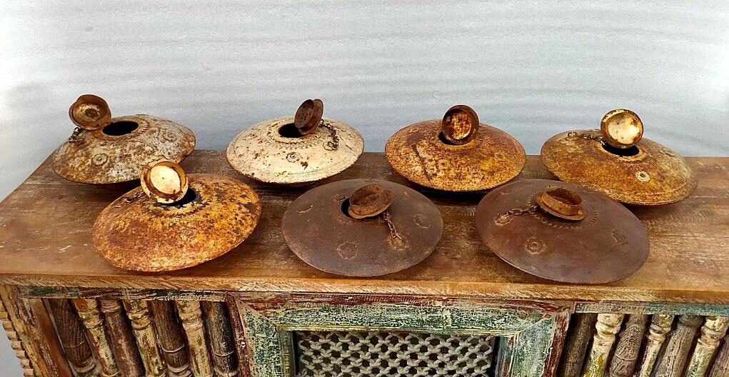 Antique Look Iron Opium Box Floral Engraved Opium Pot Hand Made 7 Pc ...