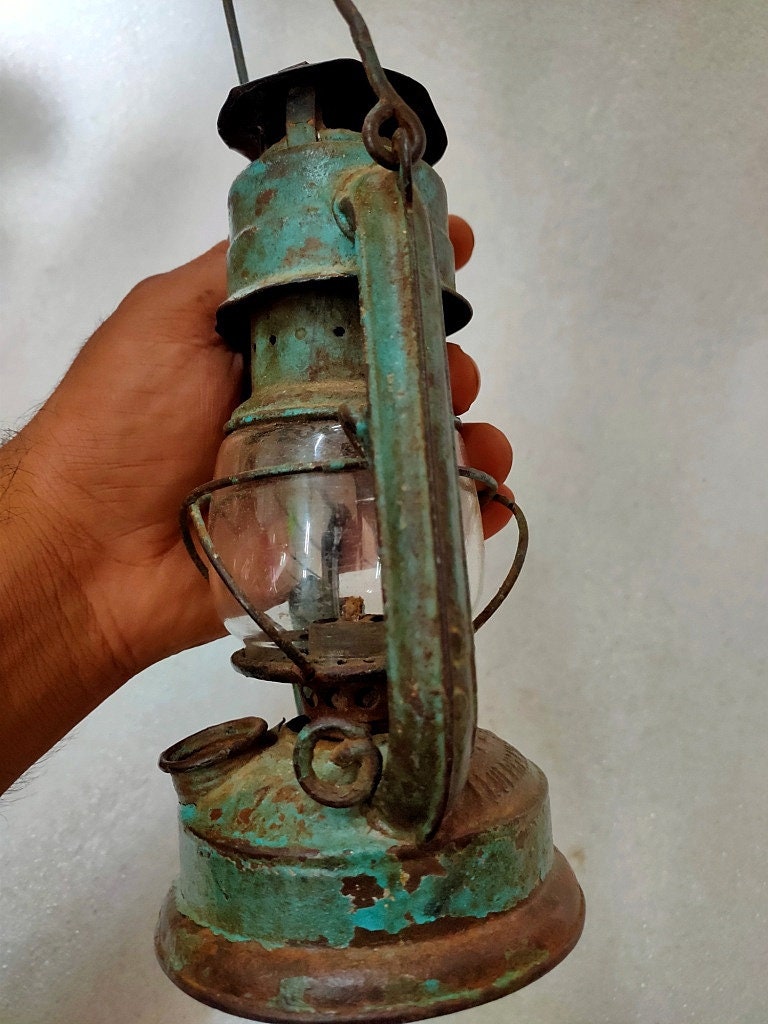 Antique Iron Kerosene Lantern Germany Lamp Old Original Blue - Etsy