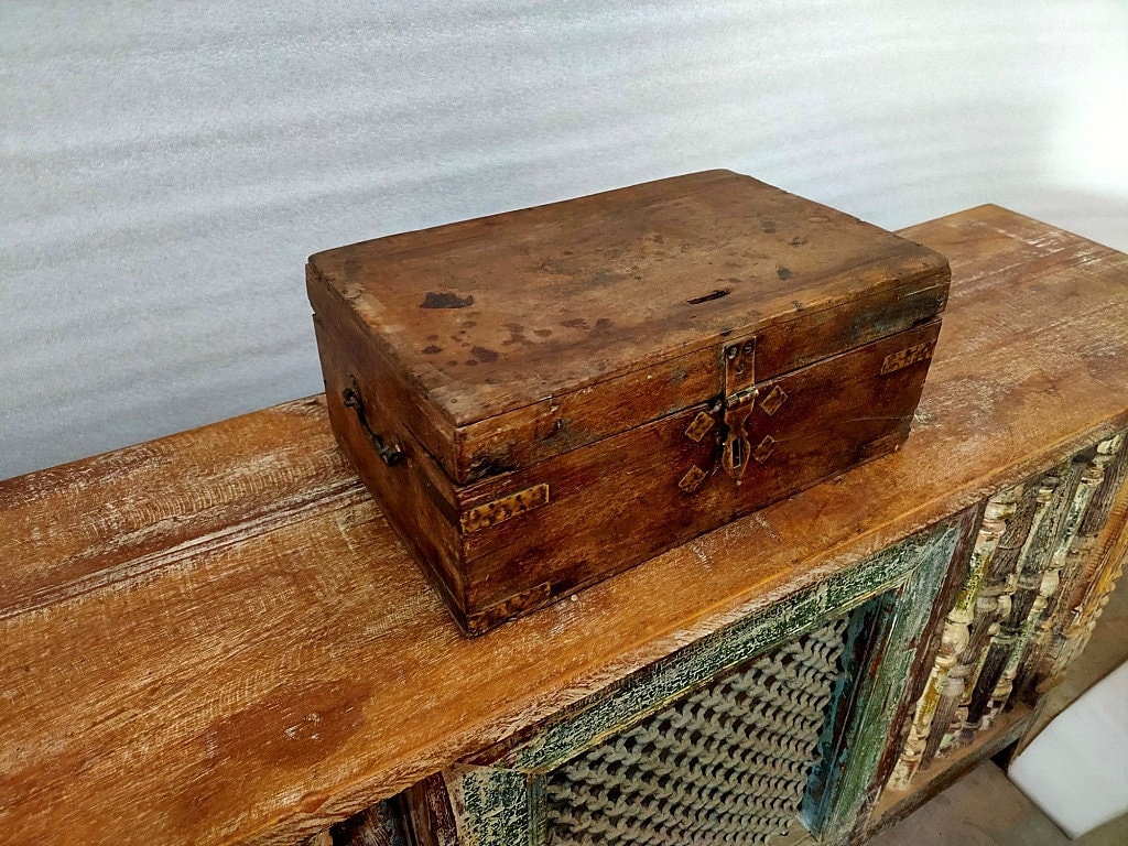 Antique Small Wooden Merchant Box Hand Made Antique Original Money Box ...