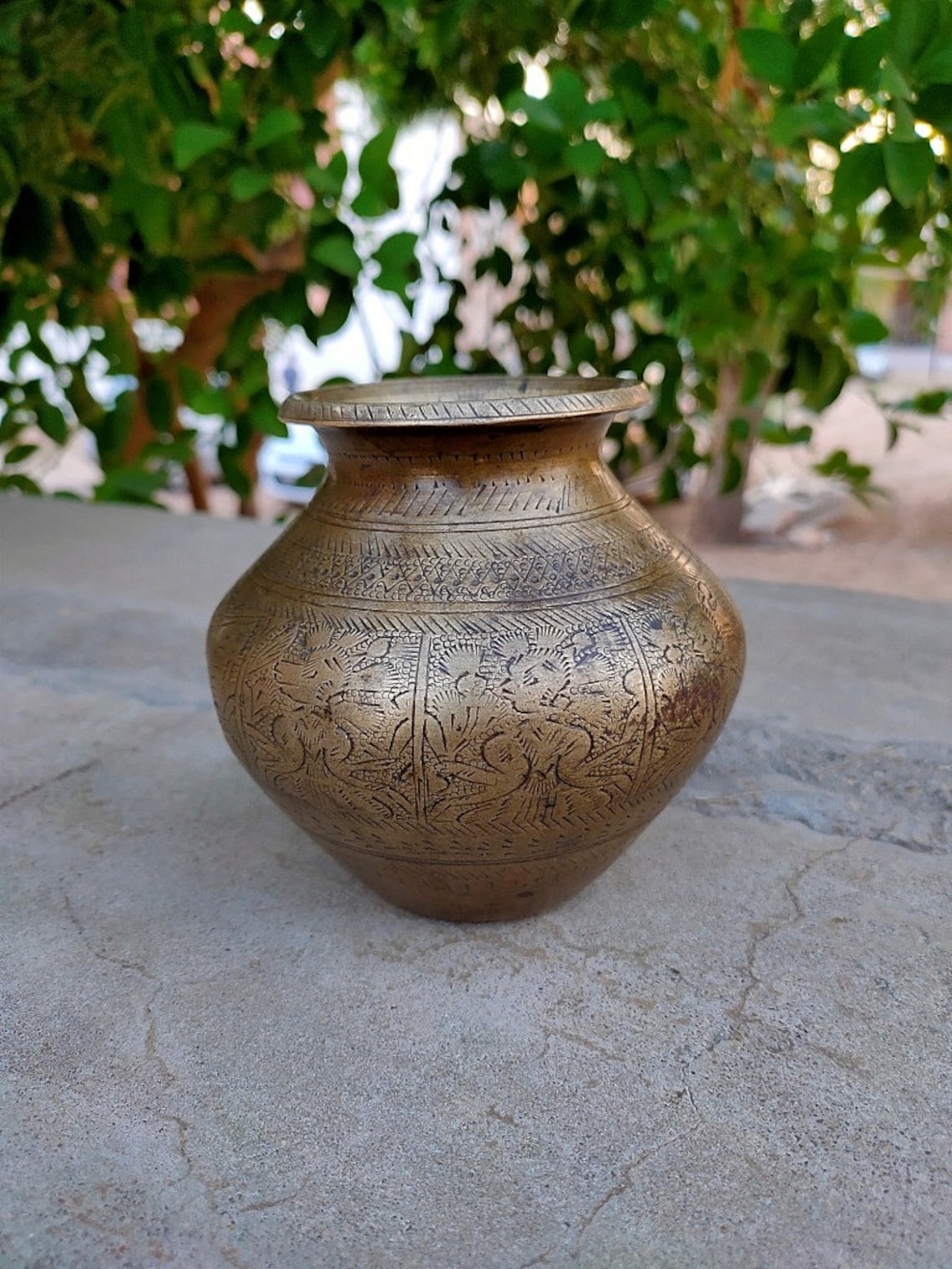 Antique Original Brass Water Pot Old Hand Carved House Pot - Etsy
