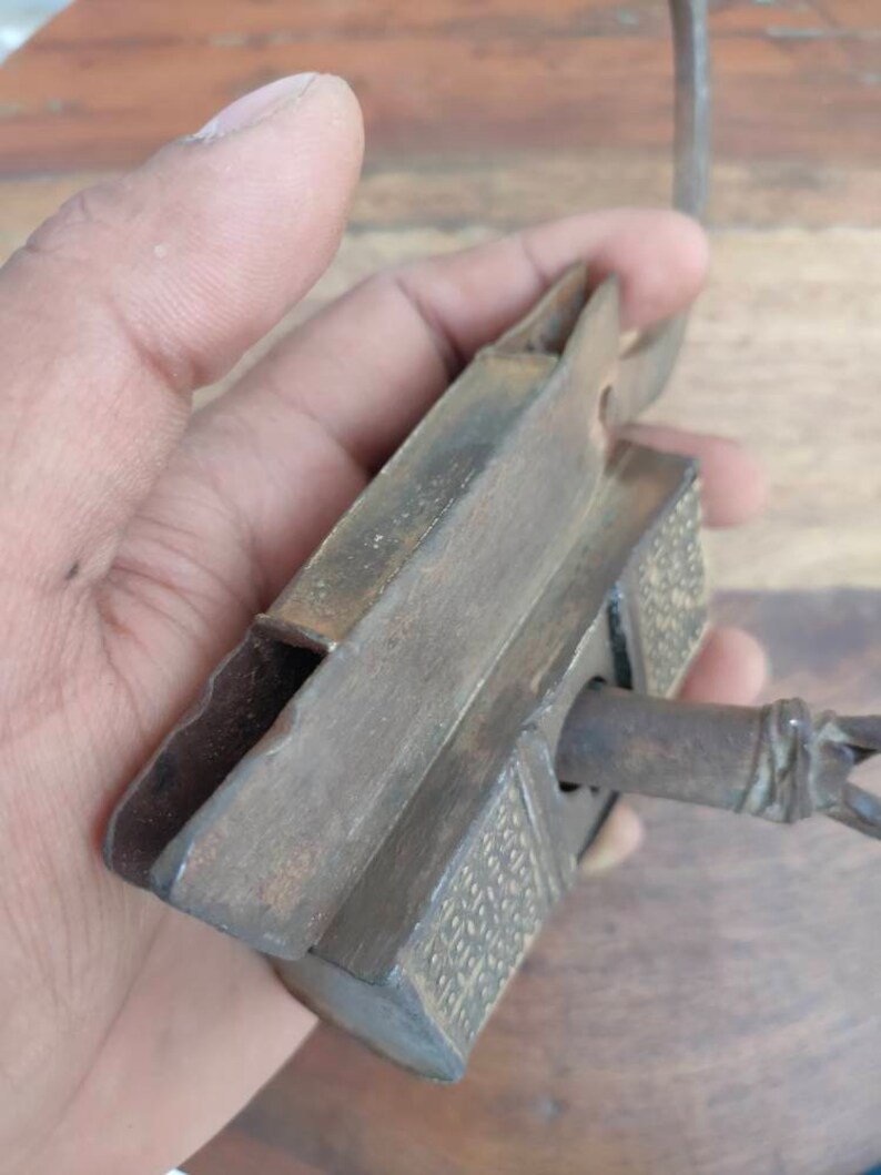 Antique Unique Shape Lock Iron Brass Work Padlock Old Hand | Etsy