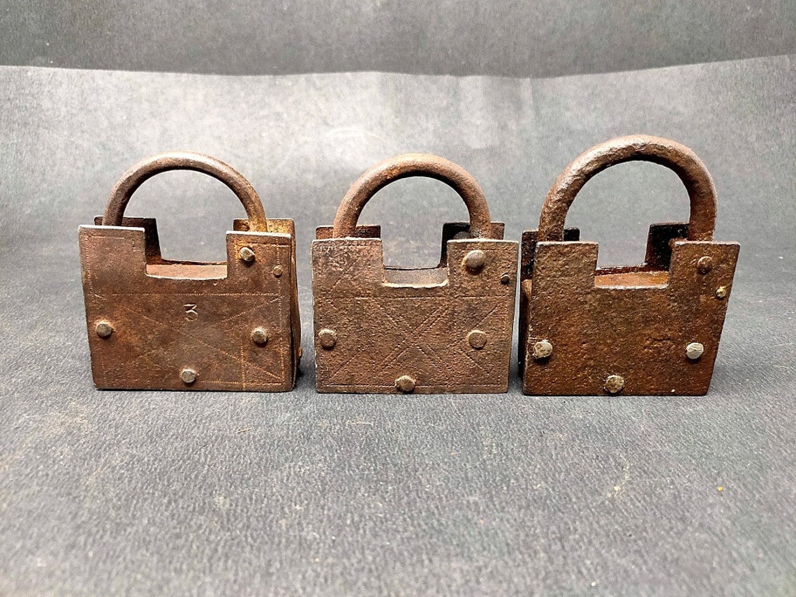 Antique Iron Tricky Padlock Old Hand Crafted Screw System Lock - Etsy