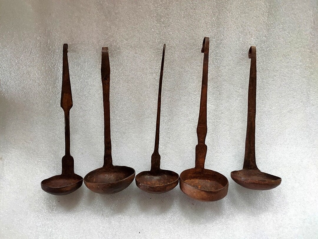 Antique Iron Oil Better Spoon Old Iron Hand Forged Kitchen Spoon Indian ...