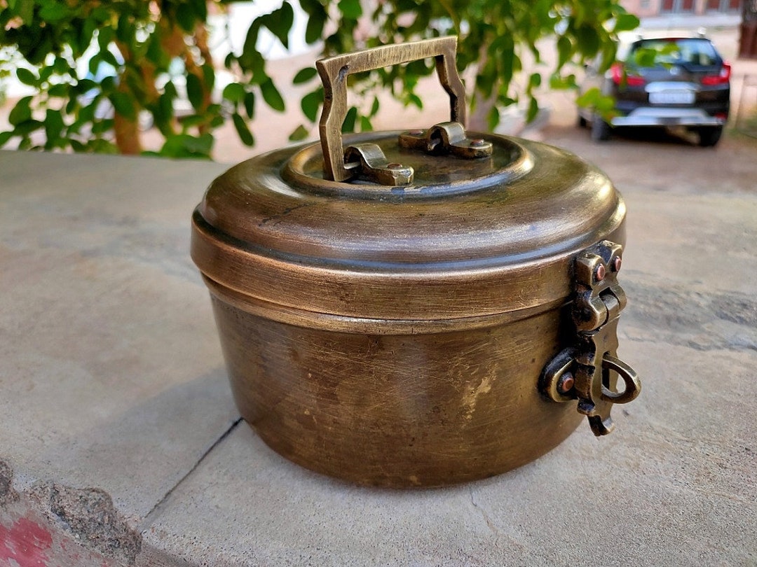 Antique Rare Original Brass Chapati Box Hand Crafted Food Storage Box ...
