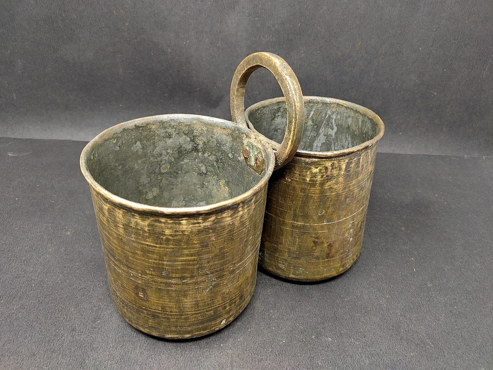 Antique Brass Vegetable Pot Old Hand Crafted 2 Container Pot - Etsy