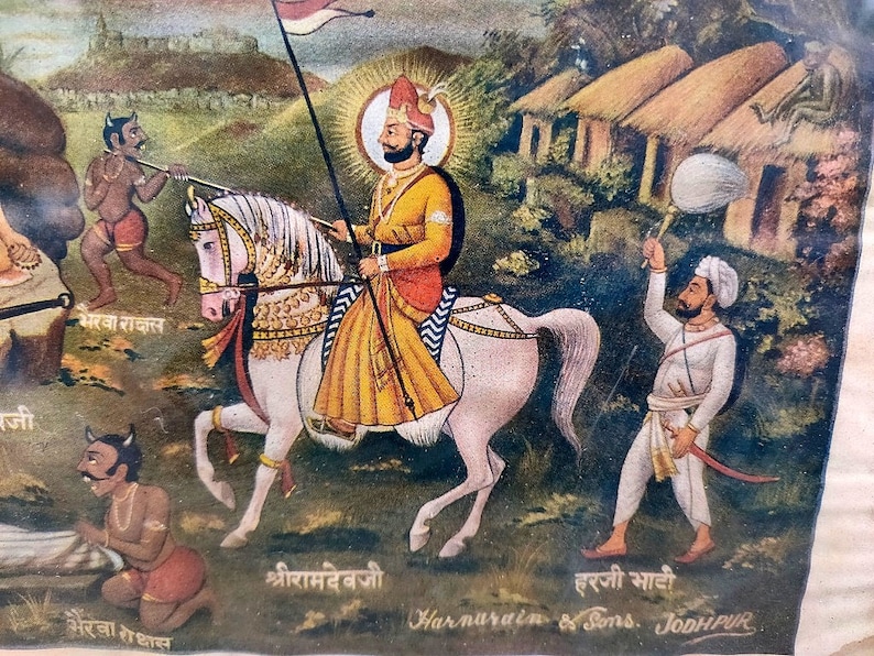 Antique Original Hindu God Ramdev Litho Print Old Hindu Priest Print ...