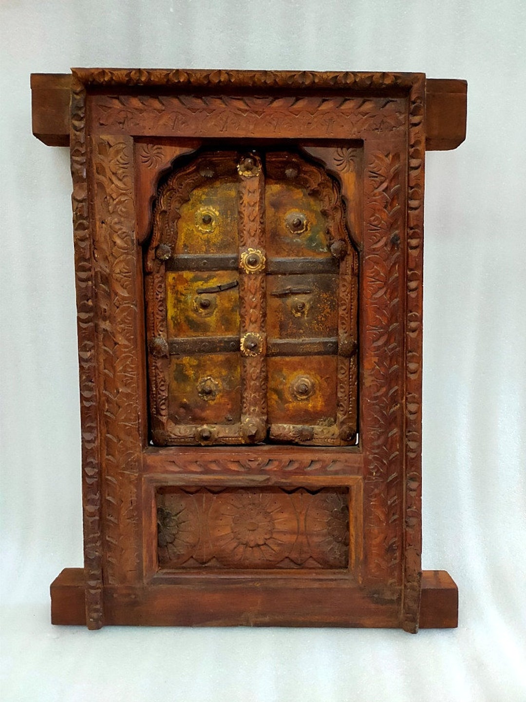 Antique Hand Carved Wooden Window Old Indian Window Door Floral Carved ...