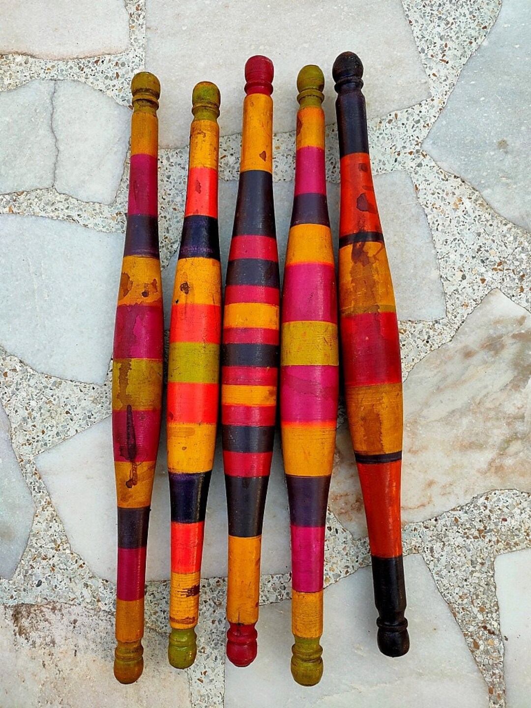 Vintage Wooden Lacquer Painted Bread Rolling Pin Chapati - Etsy