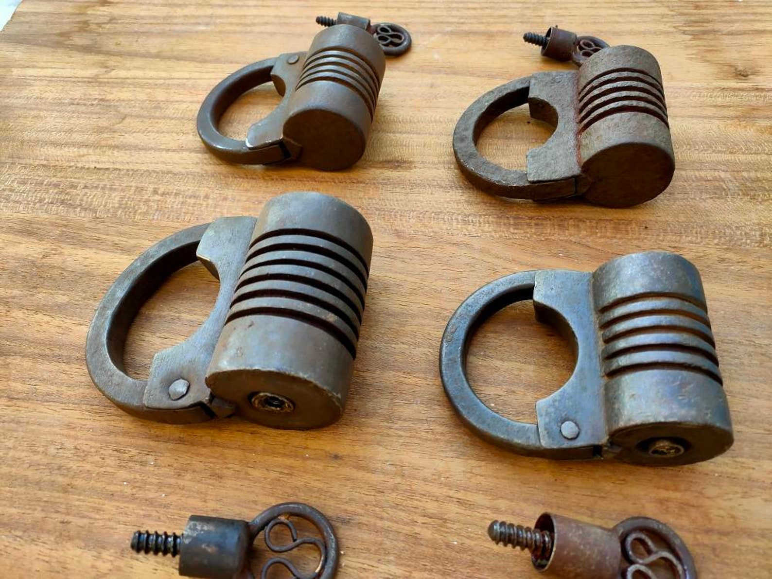 Antique Original Barrel Shape Iron Padlocks / Old Iron Big Heavy ...