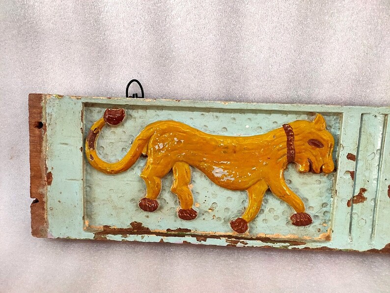 Antique Wooden Lion Carved Wall Panel Door Panel Lion Figure Carved ...