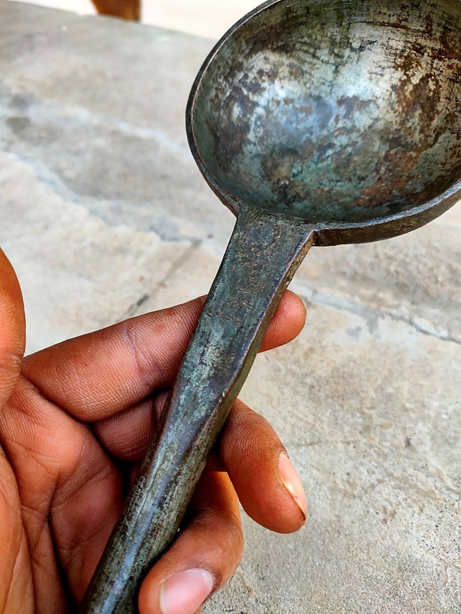 Antique Brass Spoon Vegetable Spoon Hand Made Hammered Design Spoon Old ...
