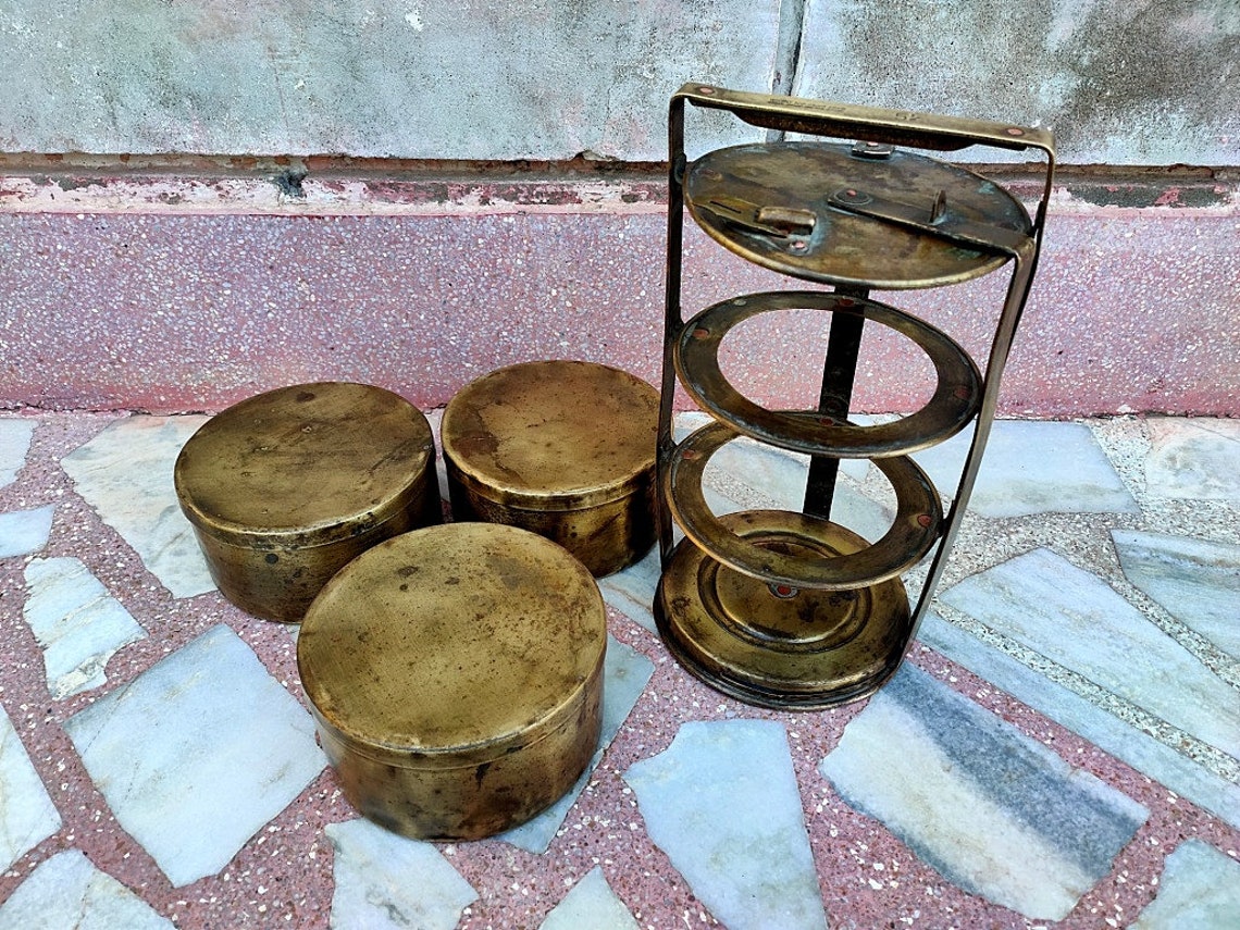 Antique Brass Lunch Box/ Brass Tiffin Box/ Brass Lunch Box/ - Etsy